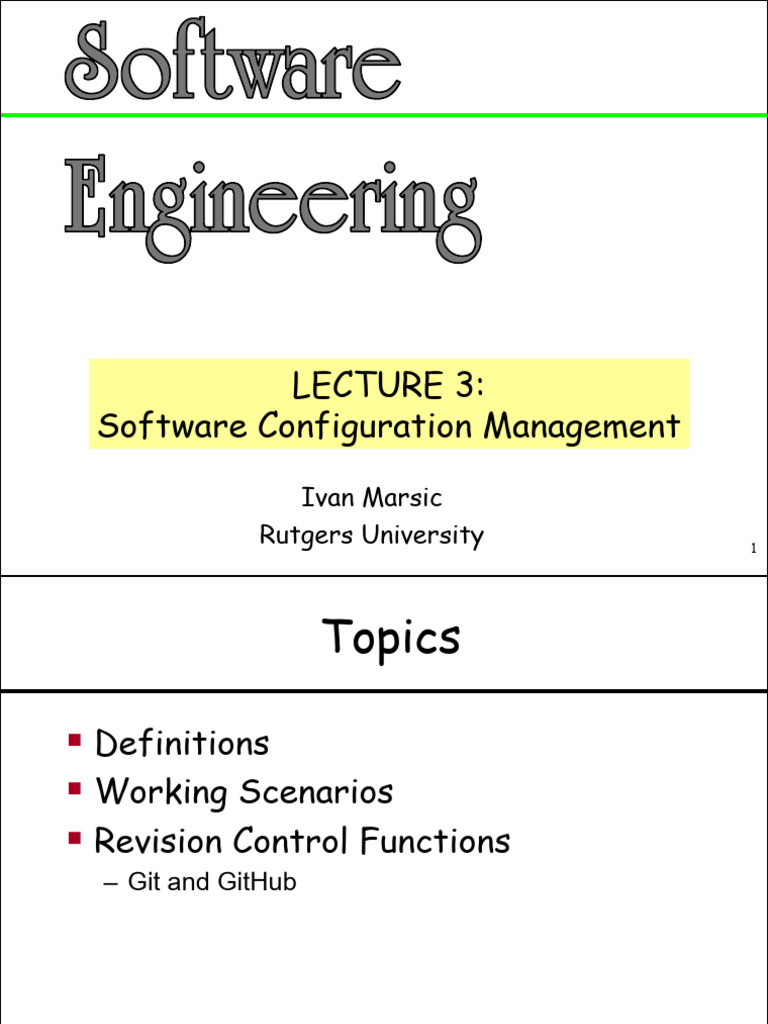 Lec 3 Softwareconfigmgmt Pdf Version Control Utility Software 