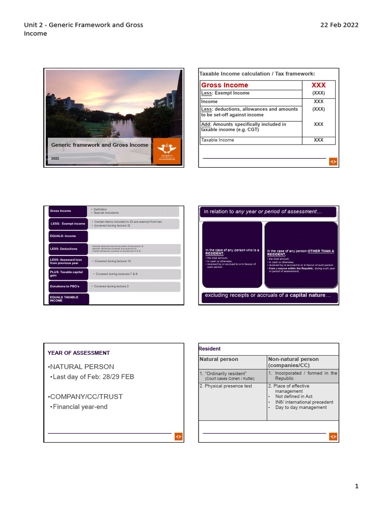 Unit 2 - Generic Framework and Gross Income - PP Slides | PDF | Gross ...