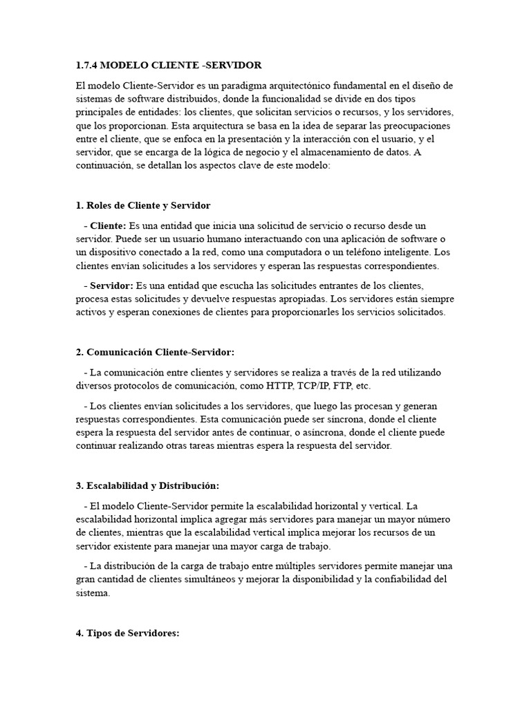Modelo Cliente - Servidor | PDF | Modelo cliente-servidor | Servidor ...