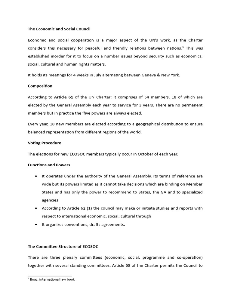 The Economic and Social Council | PDF | United Nations General Assembly ...