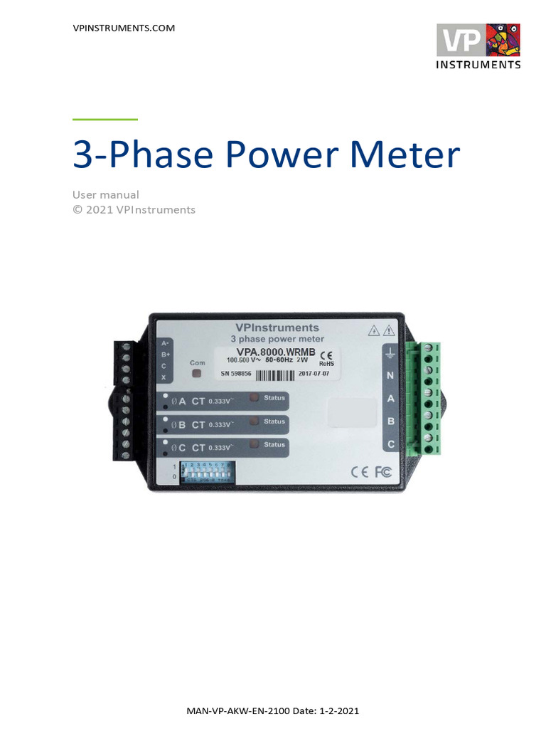 3-Phase Power Meter Manual | PDF | Alternating Current | Fuse (Electrical)
