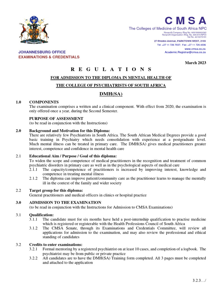 DMH (SA) Regulations 5-5-2023 | Download Free PDF | Psychiatry | Mental ...