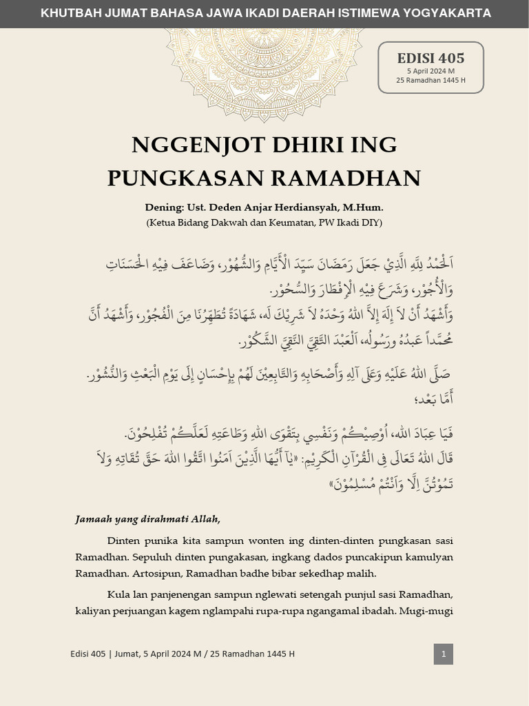 Edisi 405 - 050424 - Deden A. Herdiansyah - Memacu Diri Di Penghujung ...