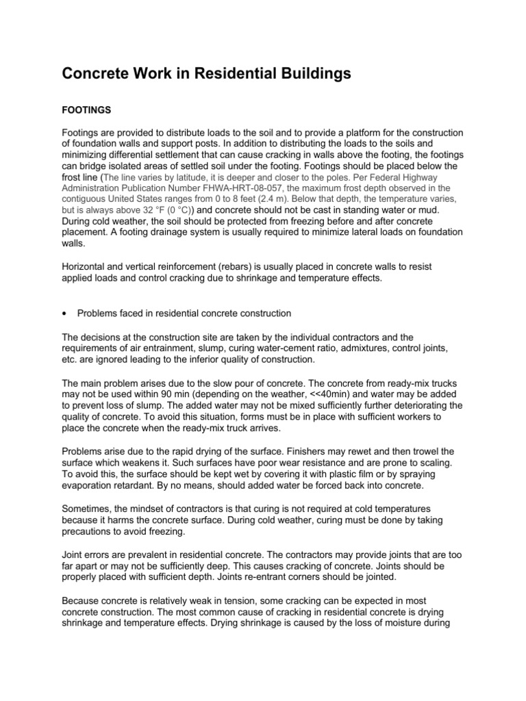 Concrete Work in Residential Buildings | PDF | Concrete | Beam (Structure)