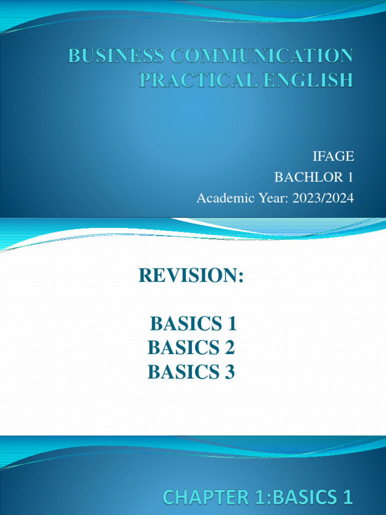 IFAGE BACHELOR 1 GENERAL ENGLISH CHAPTER 1 BASICS 1 2023 2024 (2) | PDF ...