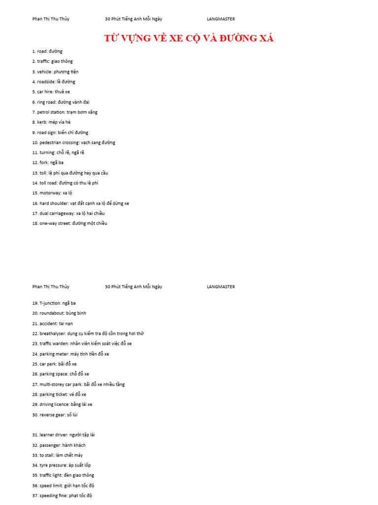 XE C VÀ ĐƯ NG XÁ Ielts | PDF