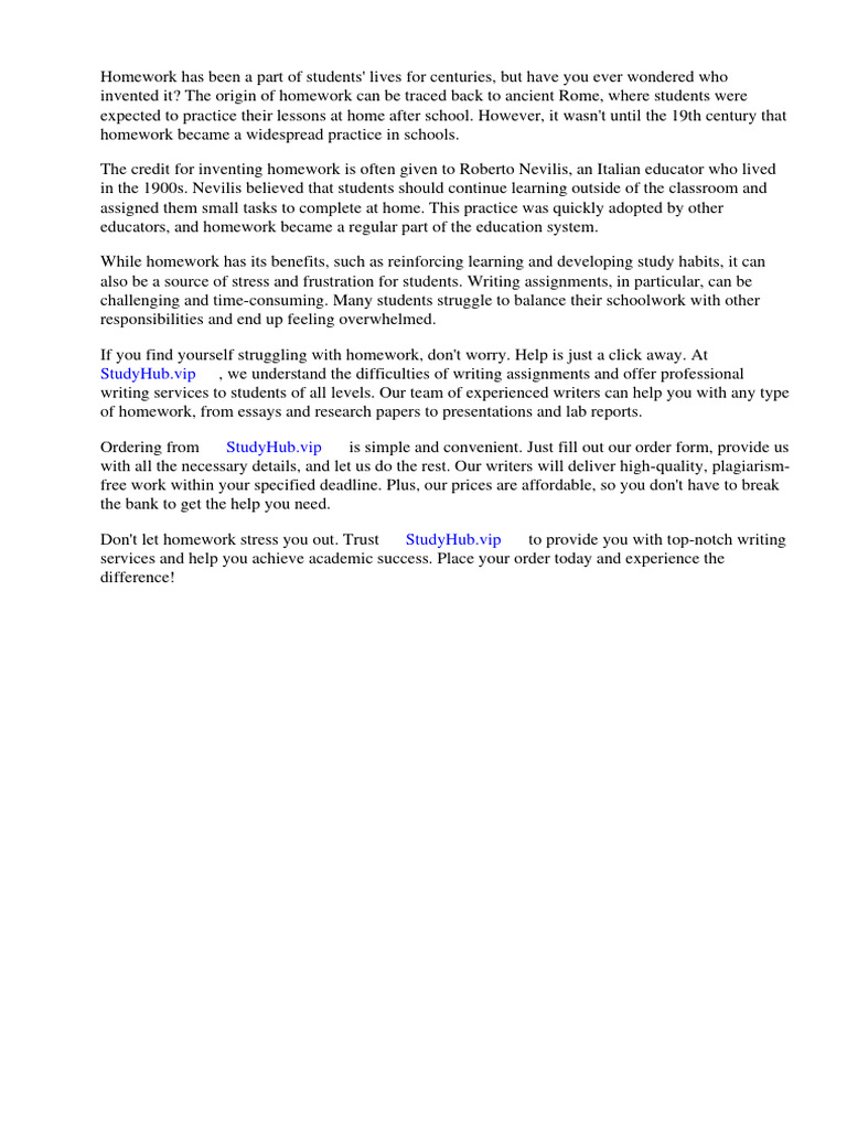 Who Invented Homework | PDF | Homework | Teachers