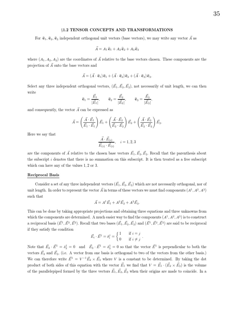 Heinbockel - Tensor Calculus - Part | PDF | Tensor | Euclidean Vector
