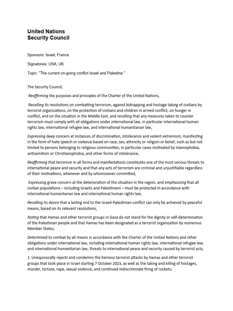 United Nations resolution | PDF | Hamas | Israeli–Palestinian Conflict