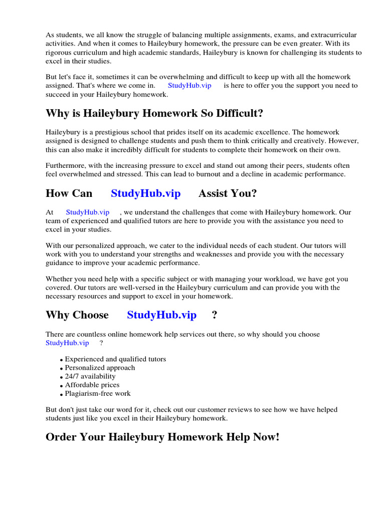 Haileybury Homework | PDF | Homework