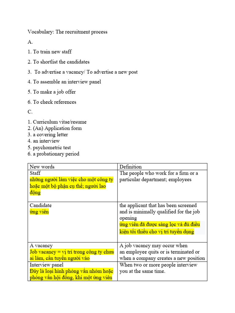 Vocabulary Unit 8 | PDF