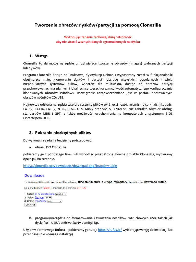 Clonezilla Ver04 Stacjonarnie | PDF