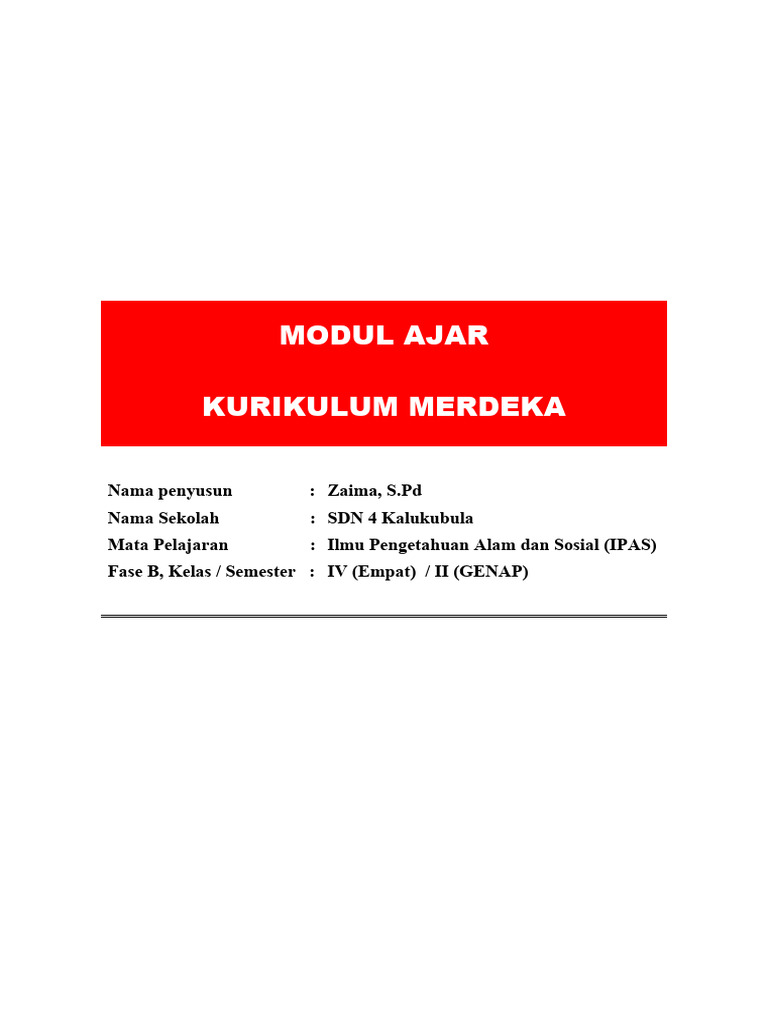 Modul Kurmer Kls 4 Ipas Genap | PDF