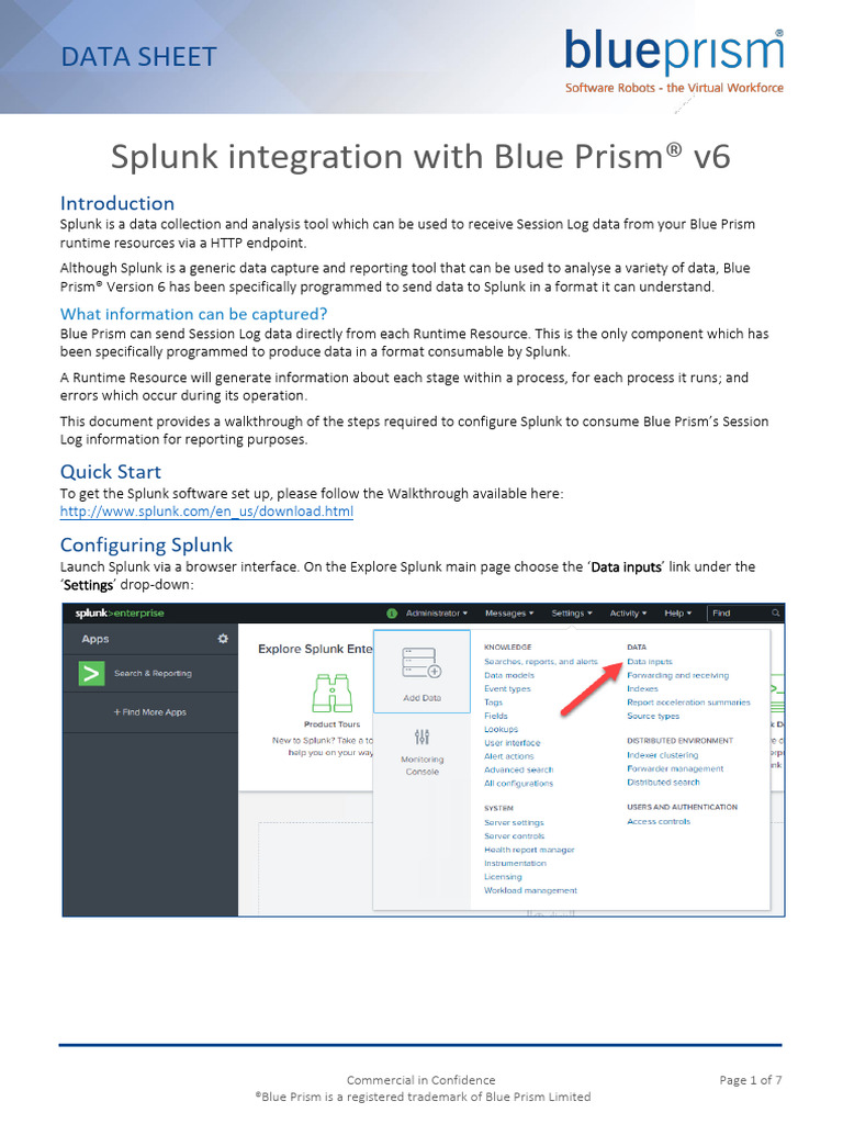 Splunk Integration With Blue Prism v6 - 2 | PDF | Port (Computer Networking) | Computer Engineering