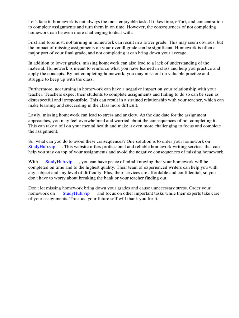 Missing Homework Consequences | PDF | Homework | Teachers