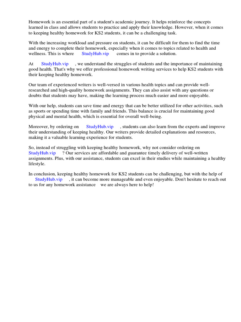 Keeping Healthy Homework Ks2 | PDF | Emotional Self Regulation | Homework