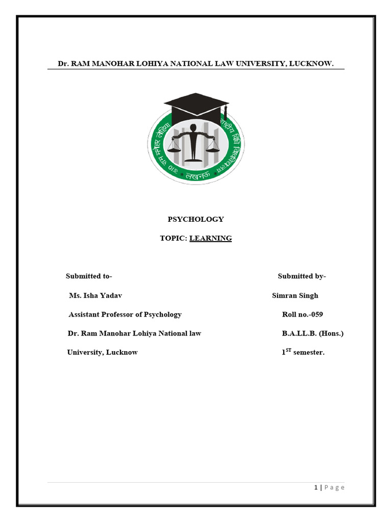 Psych Project 1ST Sem | PDF | Learning | Classical Conditioning