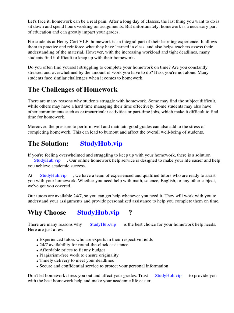 Vle Homework Henry Cort | PDF | Homework