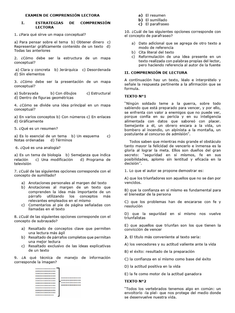 Examen de Comprensión Lectora | PDF | Moralidad | Comprensión lectora