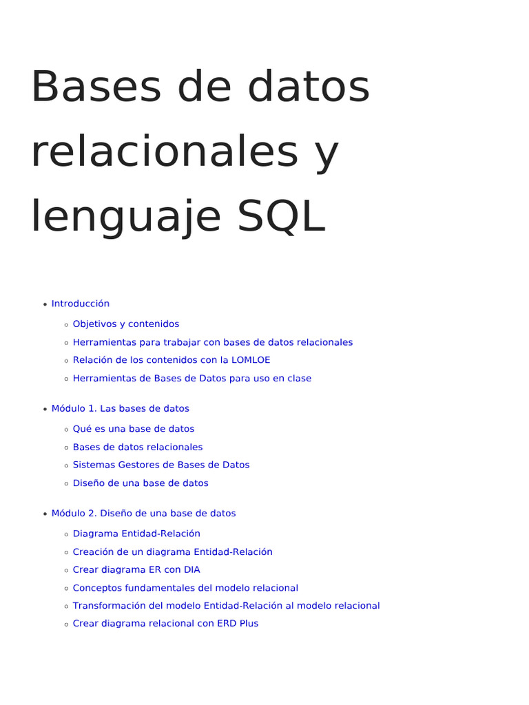 Bases de Datos Relacionales y Lenguaje SQL | PDF | Bases de datos | Base de datos relacional