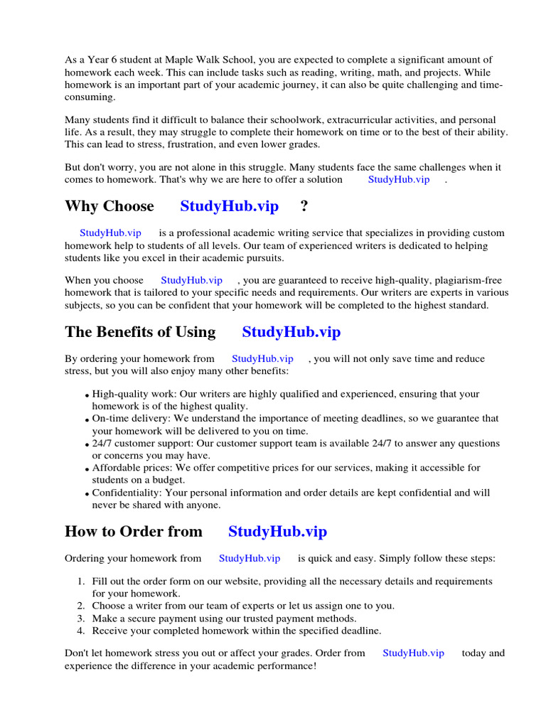 Maple Walk School Year 6 Homework | PDF | Homework | Curriculum