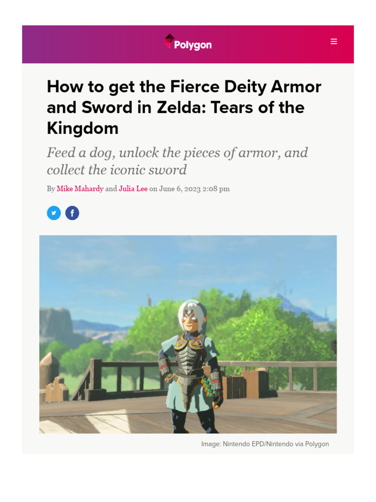 How To Get Fierce Deity Armor and Sword in Zelda - Tears of The Kingdom - Polygon | PDF | The ...