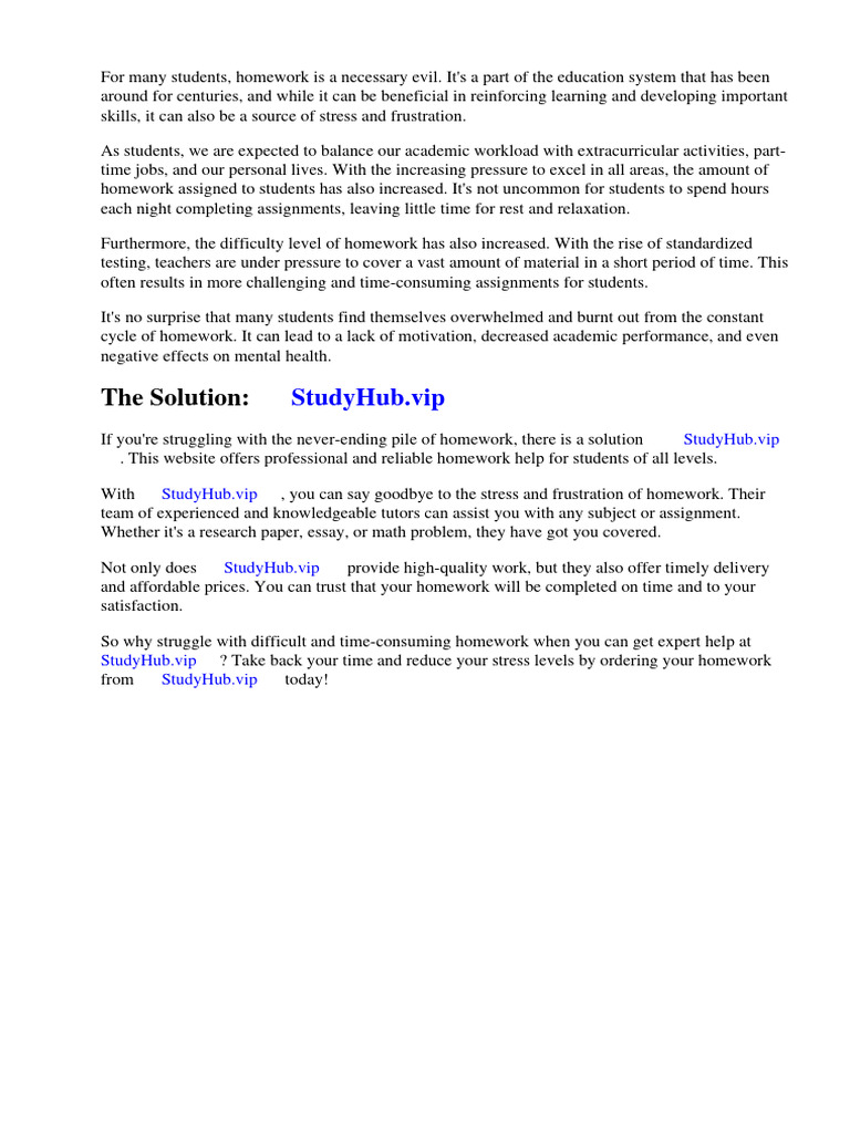 Do Students Need Less Homework | PDF | Homework