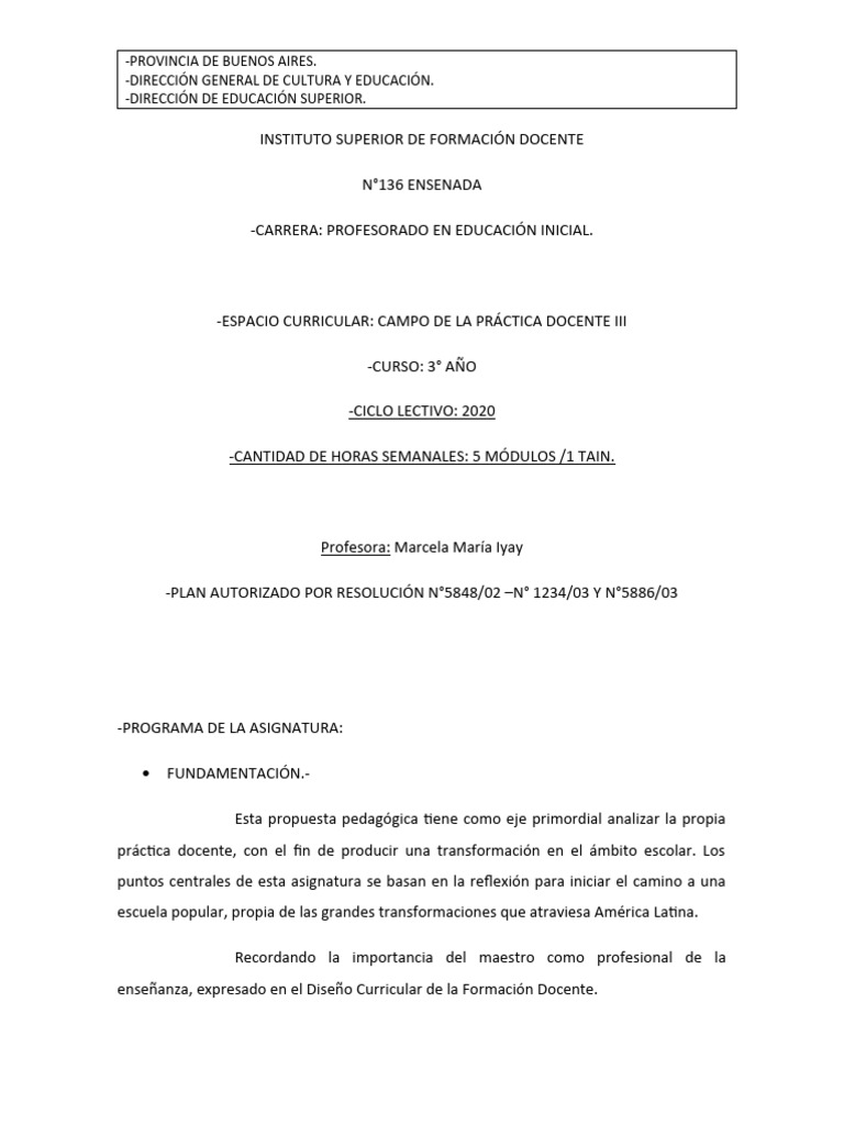 Campodelapracticadocente3 1 | PDF | Maestros | Plan de estudios