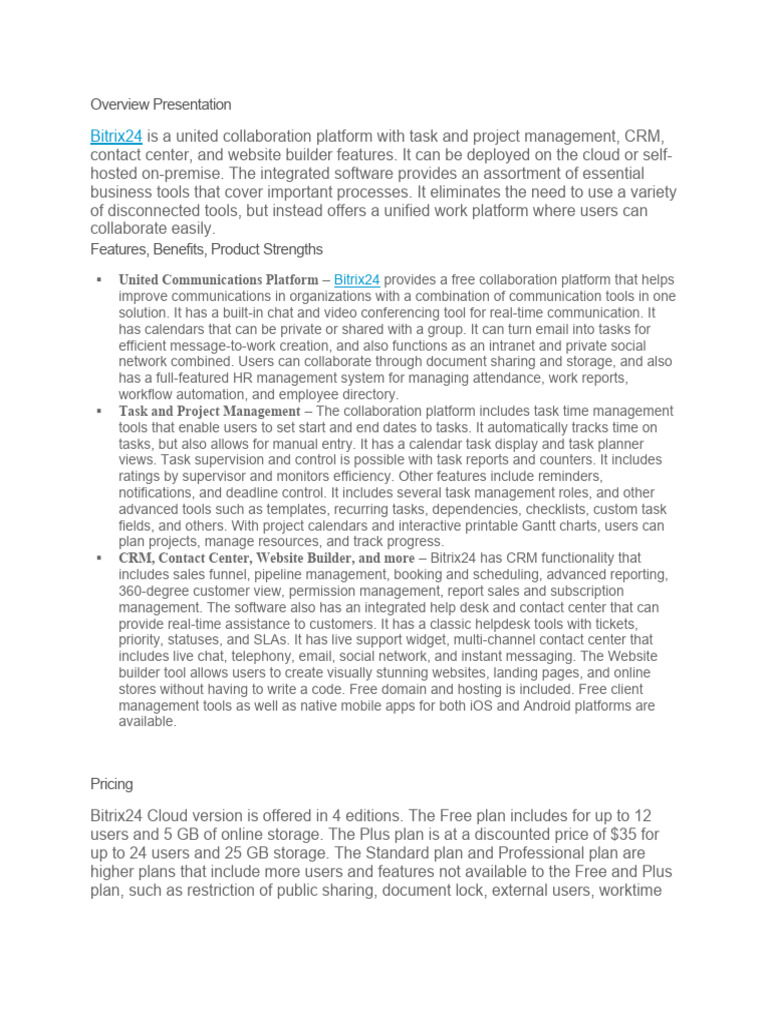 Bitrix 24 Download Free Pdf Customer Relationship Management Ios