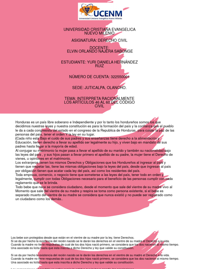 Interpreta Racionalmente Los Articulos 46 Al 60 Del Codigo Civil | PDF ...