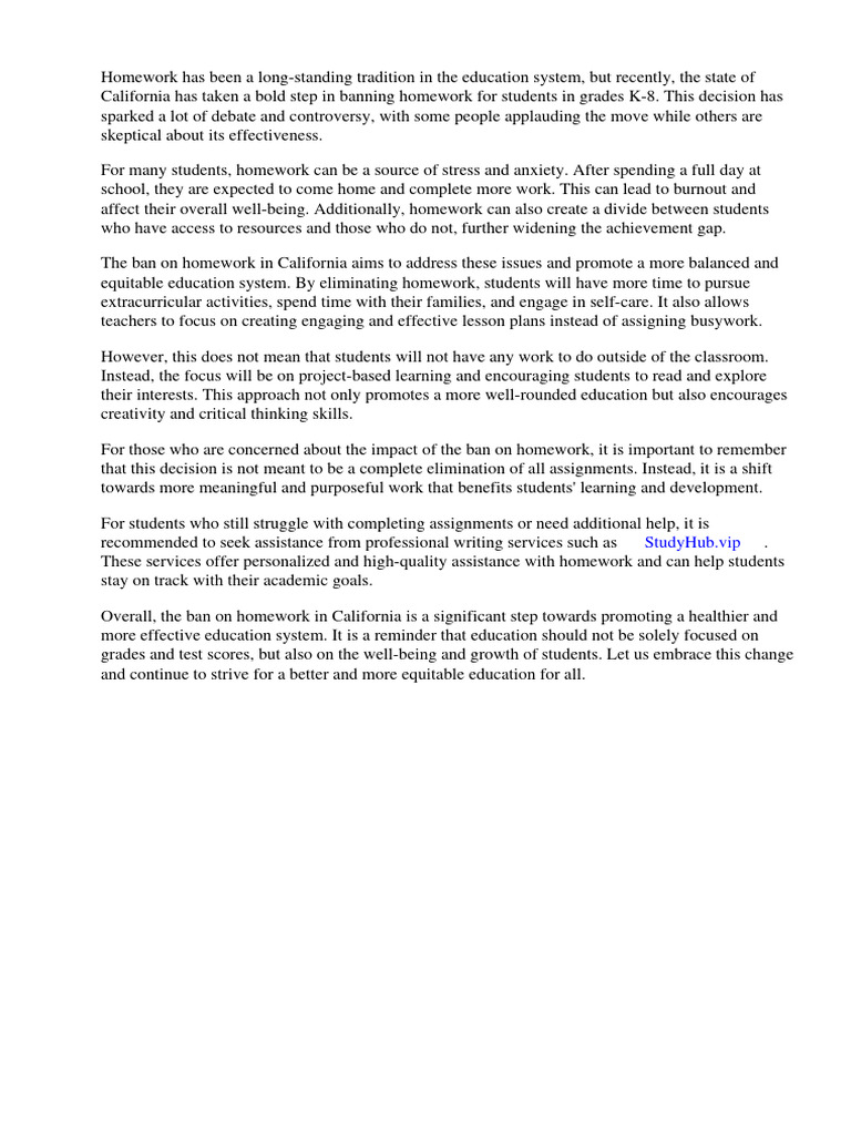 California Bans Homework | PDF | Homework | Teachers