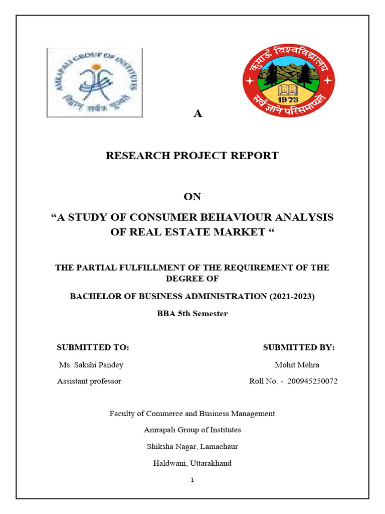 Project Report Mohit Mehra | PDF | Behavior | Consumer Behaviour