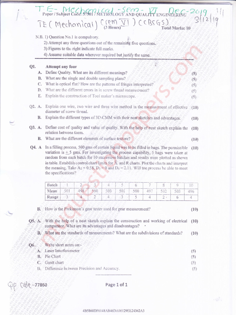 Be - Mechanical Engineering - Semester 6 - 2019 - December - Metrology ... Be - Mechanical Engineering - Semester 6 - 2019 - December - Metrology ...