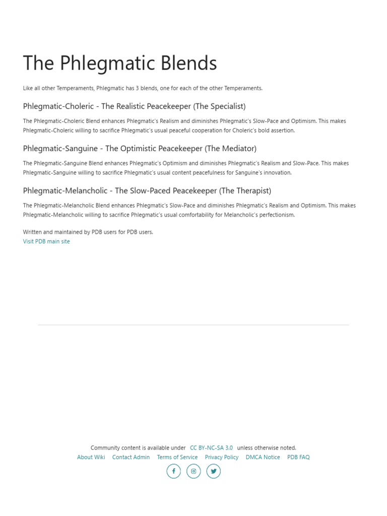 The Phlegmatic Blends Wiki - Personality Database | PDF