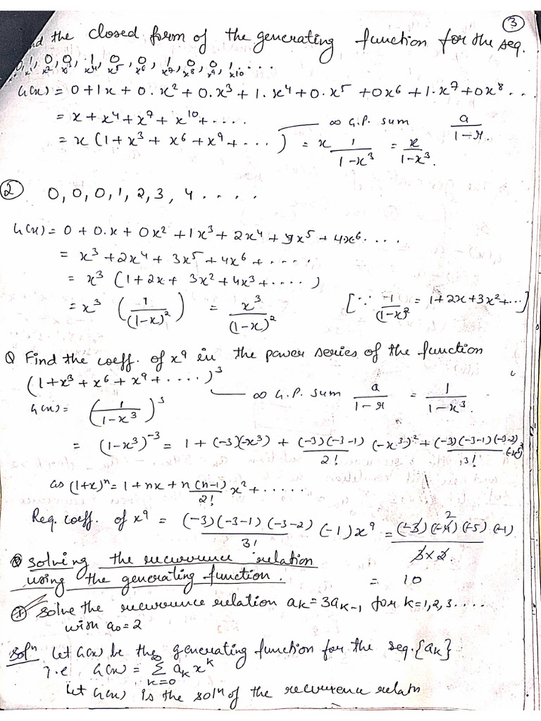 Generating Function QA | PDF Generating Function QA | PDF