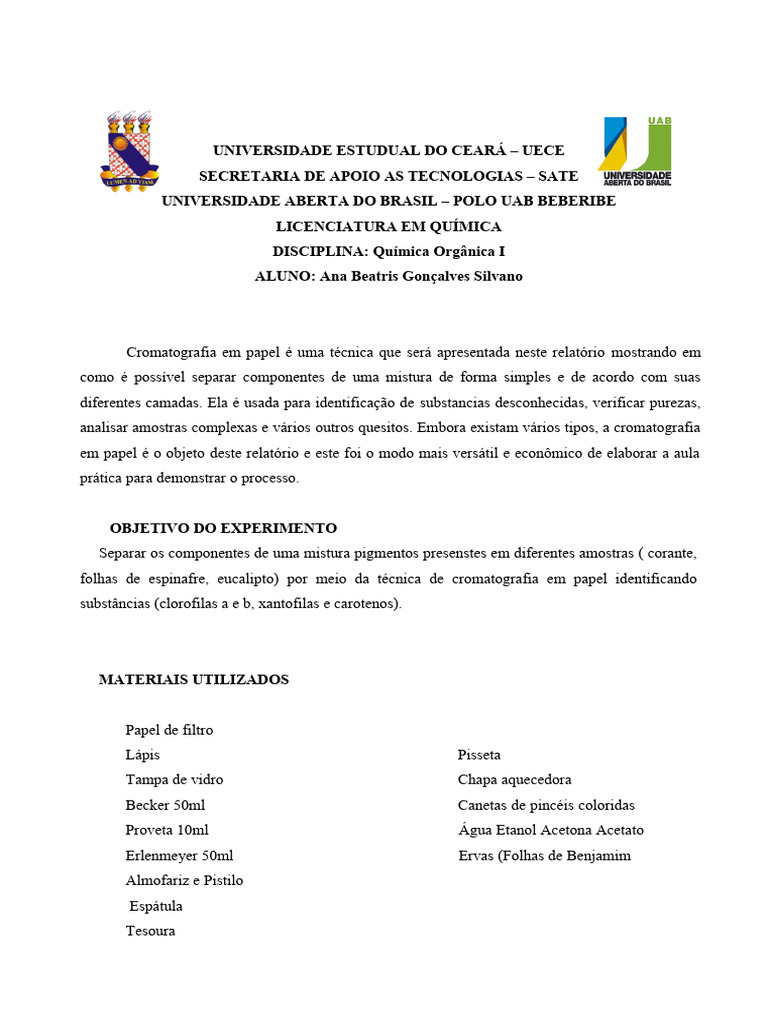 ATIVIDADE 3 - rELATÓRIO DE P RATICA ORGANICA | PDF | Solvente ...