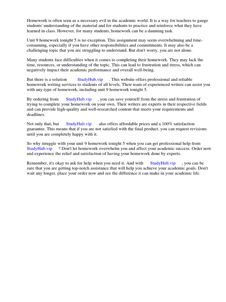 Unit 9 Homework Tonight 5 | PDF | Homework | World Wide Web