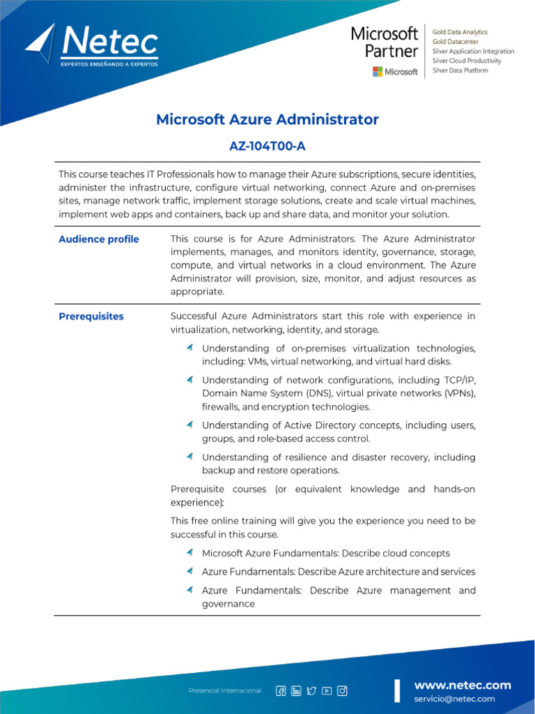 AZ-104T00-A Microsoft Azure Administrator | PDF