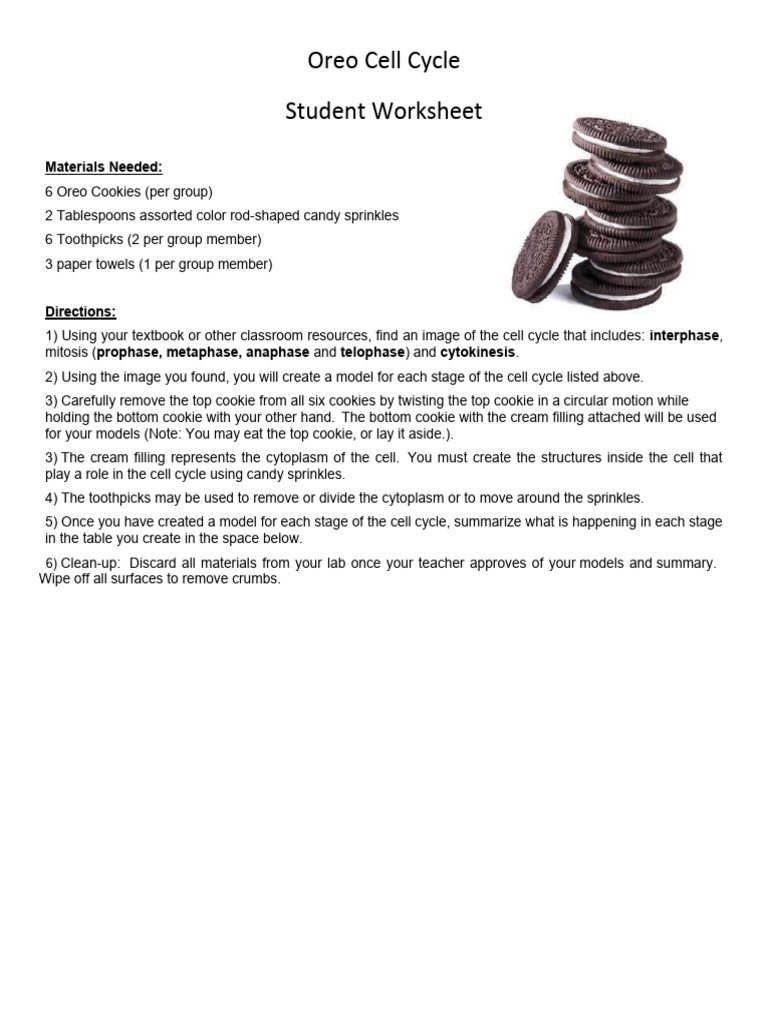 Oreo Mitosis Lab | PDF