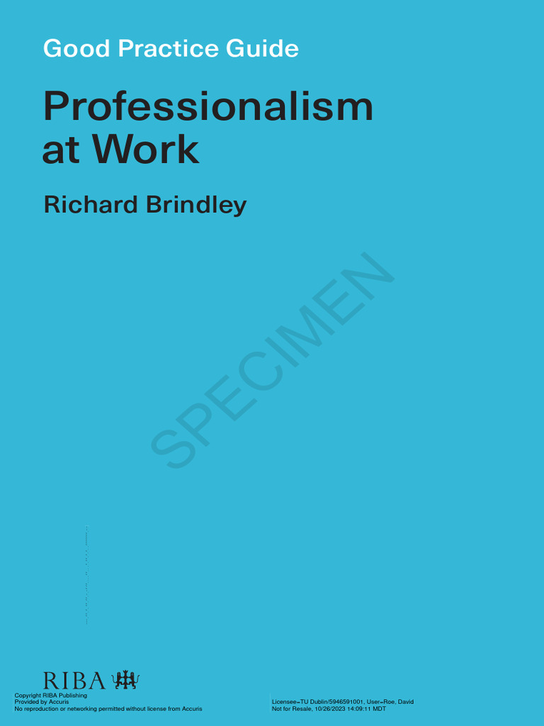 RIBA - Good Practice Guide - Professionalism at Work | PDF | Profession | Architect