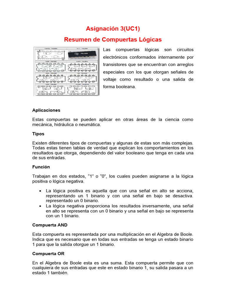 Introducción a Compuertas Lógicas | PDF | Puerta lógica | Álgebra de Boole