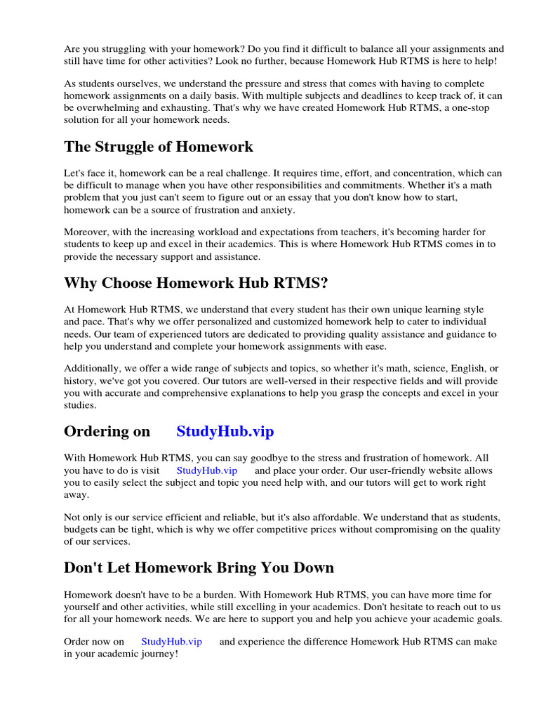 Homework Hub Rtms | PDF | Homework | Teaching