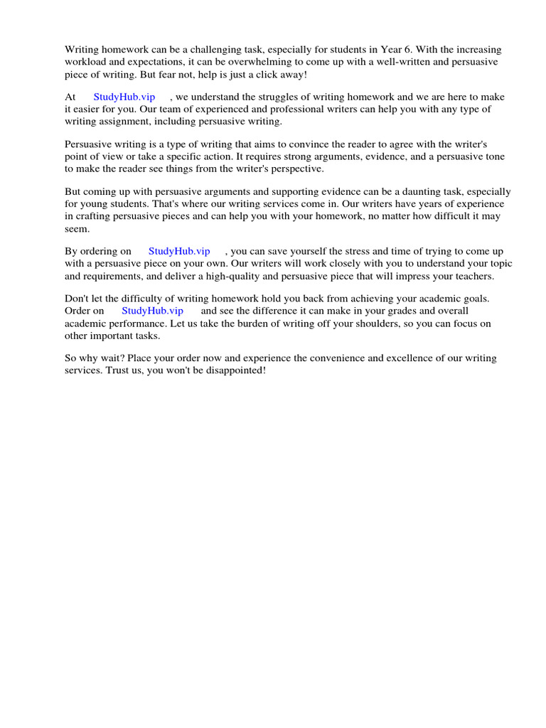 Year 6 Persuasive Writing Homework | Download Free PDF | Persuasion ...