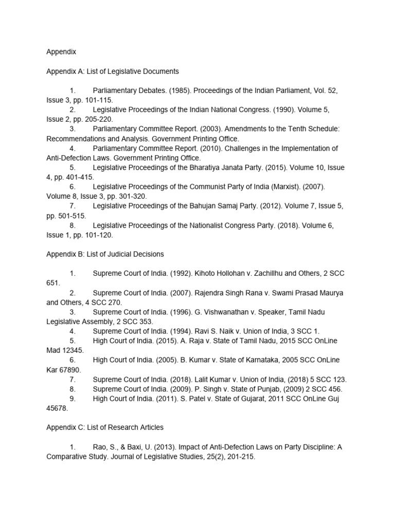 Appendix | PDF | Supreme Court Of India | Government Of India