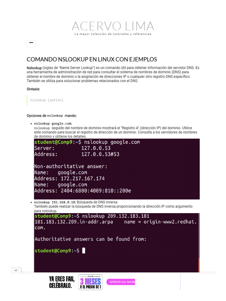 Comando nslookup en Linux con ejemplos | PDF | sistema de nombres de ... Comando nslookup en Linux con ejemplos | PDF | sistema de nombres de ...