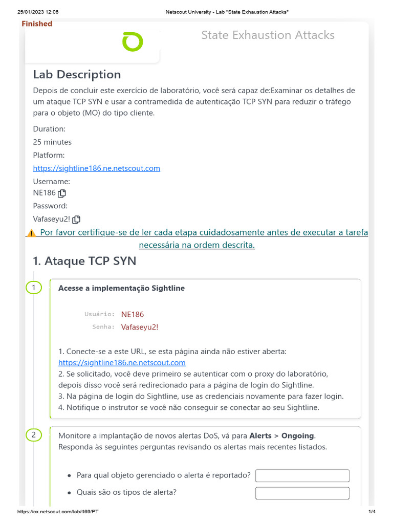 Netscout University - Lab - TCP SYN | PDF | Protocolo de controle de transmissão | Padrões da ...