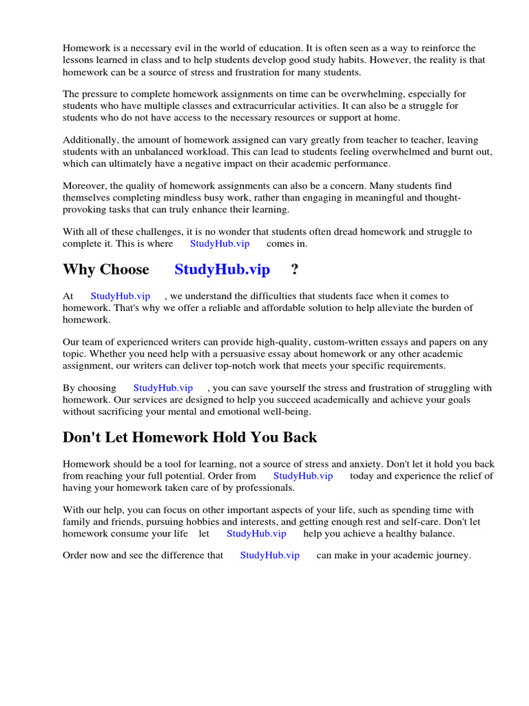 Persuasive Essay About Homework | PDF | Persuasion | Essays