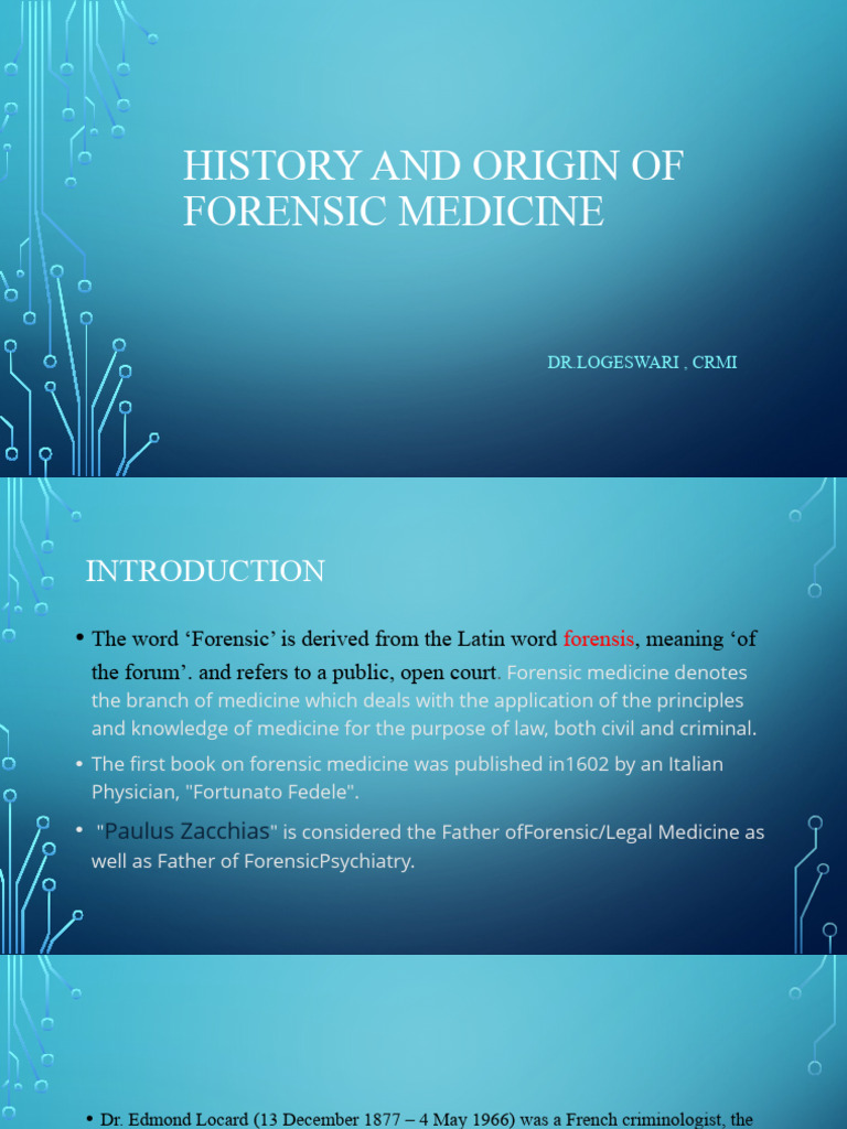 forensic history | PDF | Forensic Science | Medicine