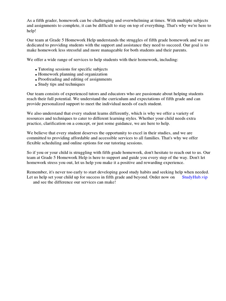 Grade 5 Homework Help | Download Free PDF | Homework | Mathematics