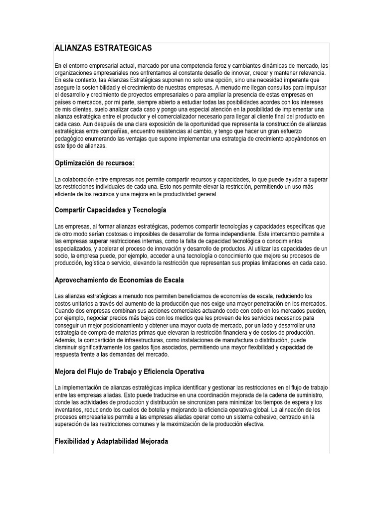 Alianzas Estrategicas | PDF | Business | Mercado (economía)